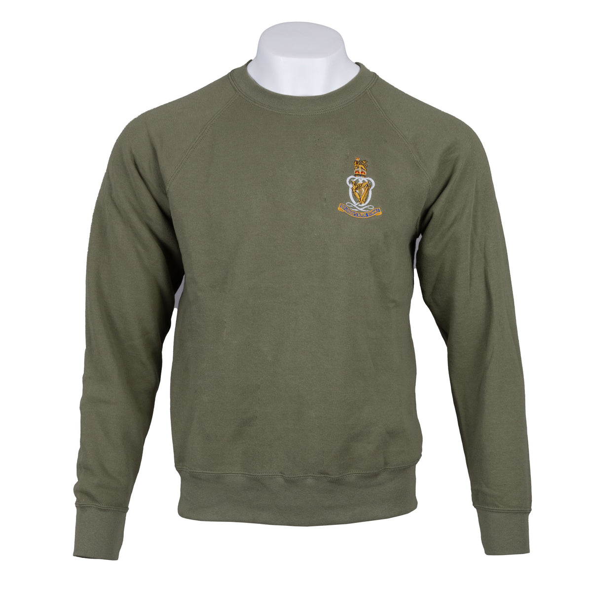 Olive Sweatshirt with Embroidered Cap Badge – QRH Direct